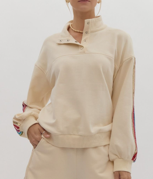 Ivory Sequin Stripe Sweatshirt – SplendidPineapple