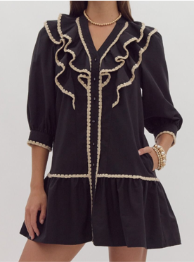 Black Ruffle Front Dress – SplendidPineapple